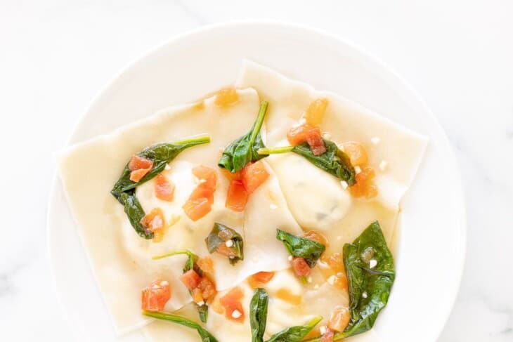 Light Goat Cheese Ravioli with Basil | Julie Blanner
