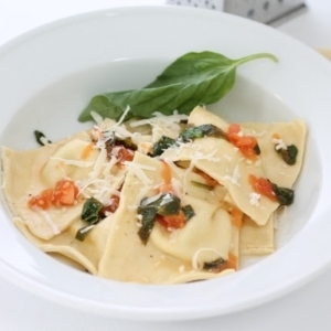 Light Goat Cheese Ravioli with Basil | Julie Blanner