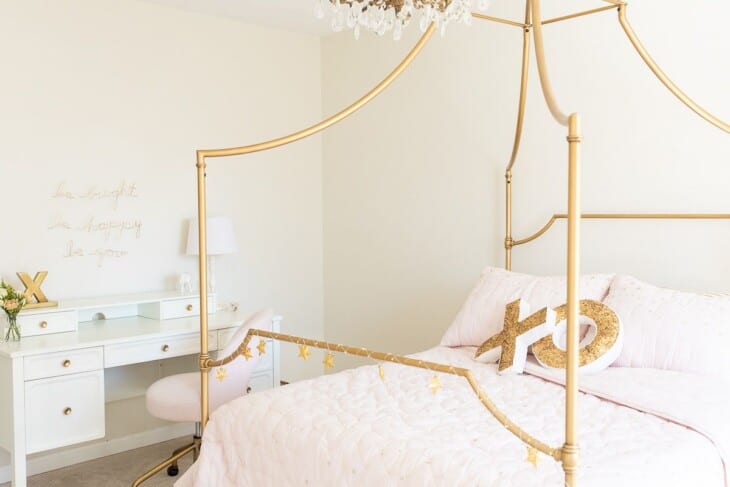 Cream, Pink and Gold Tween Bedroom Ideas | Julie Blanner