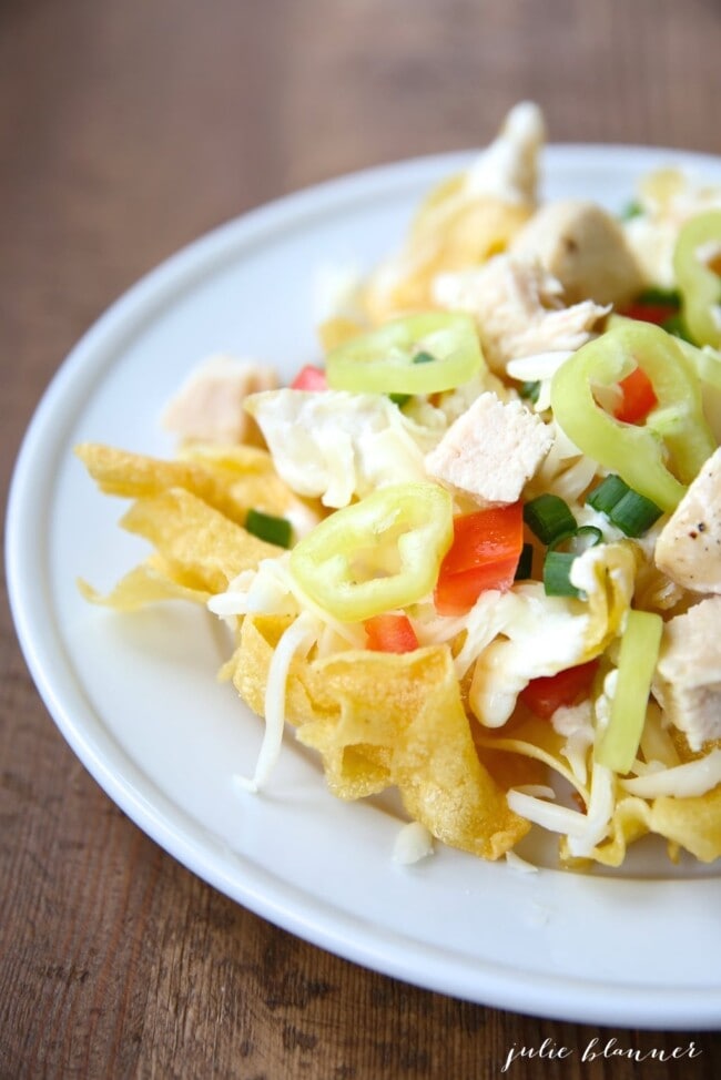 Easy Italian Nachos Recipe with Asiago Cream Sauce | Julie Blanner