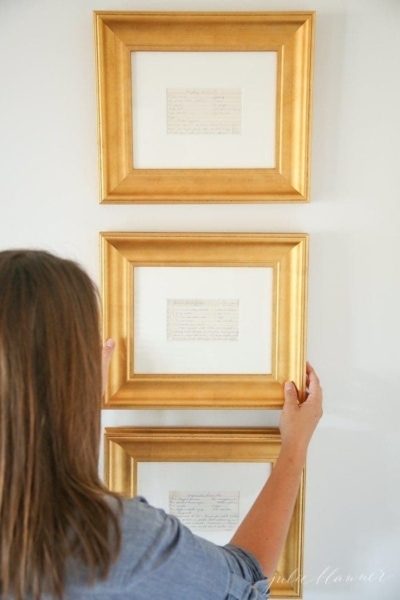 Framed Family Recipes for Kitchen Art | Julie Blanner