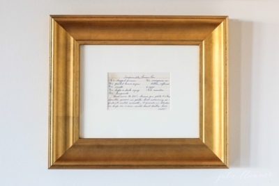 Framed Family Recipes for Kitchen Art | Julie Blanner