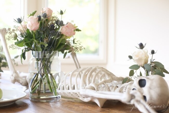 Skeleton Table Setting | To Die For Halloween Decorations