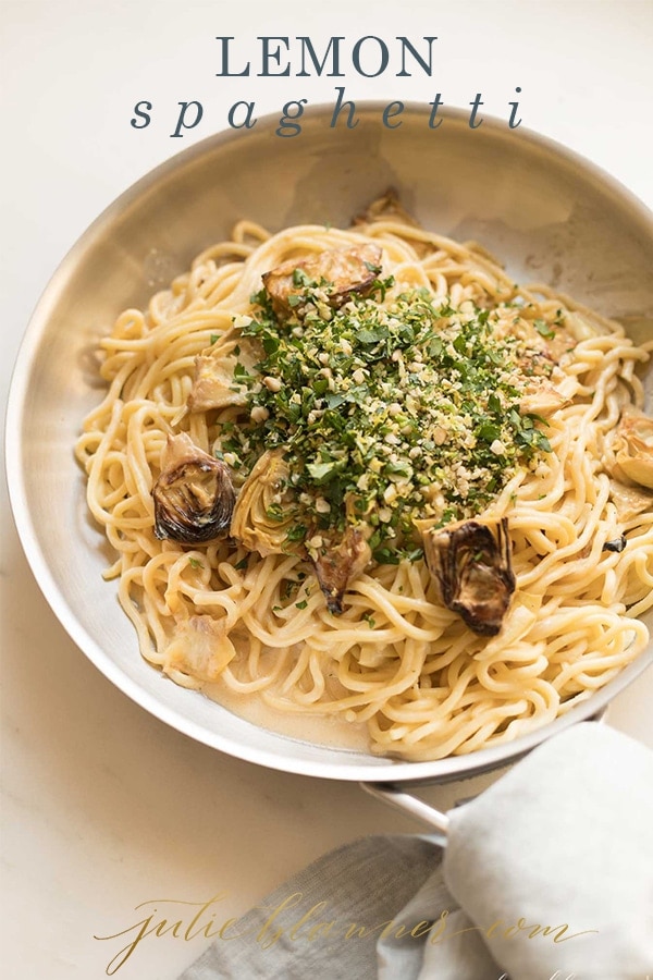 Lemon Spaghetti with Artichokes {and the Best Lemon Cream Sauce}
