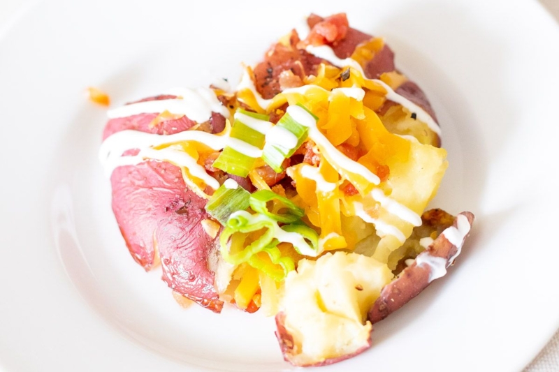 Loaded Smashed Red Potatoes | Julie Blanner