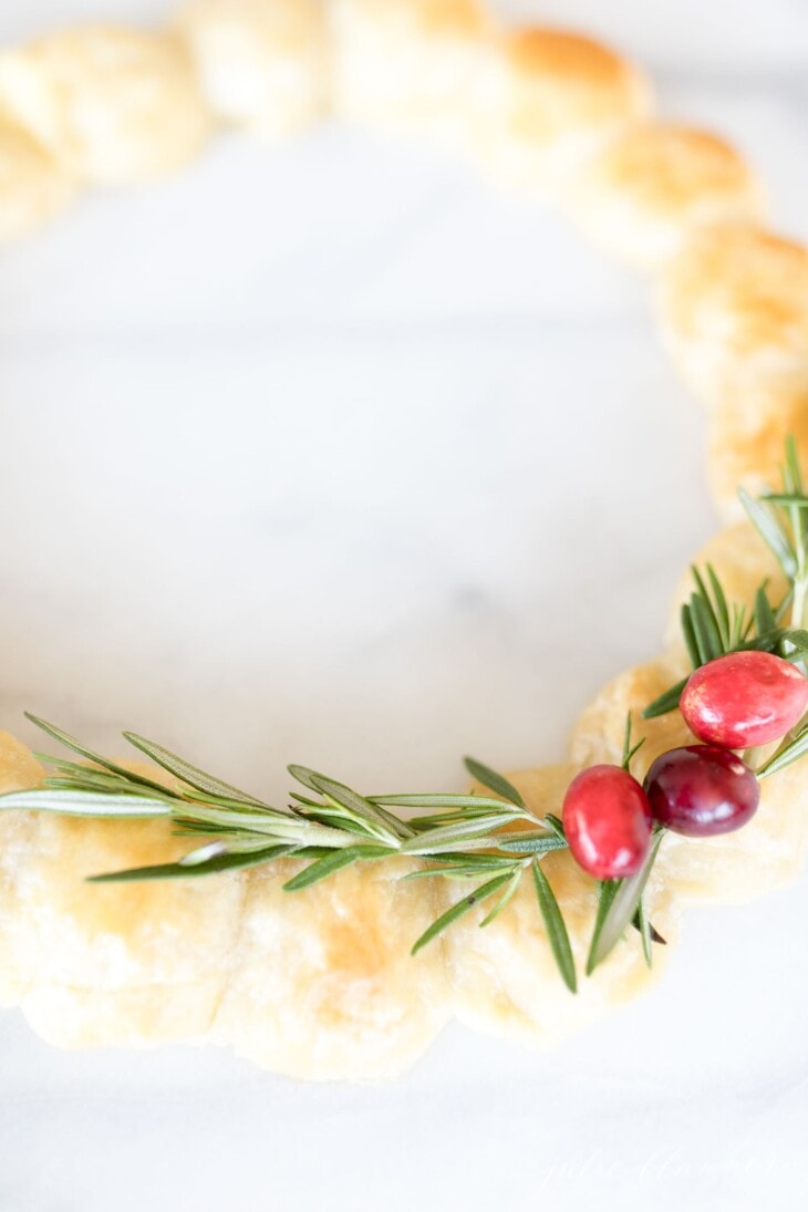 Brie Wreath Christmas Appetizer Recipe | Julie Blanner