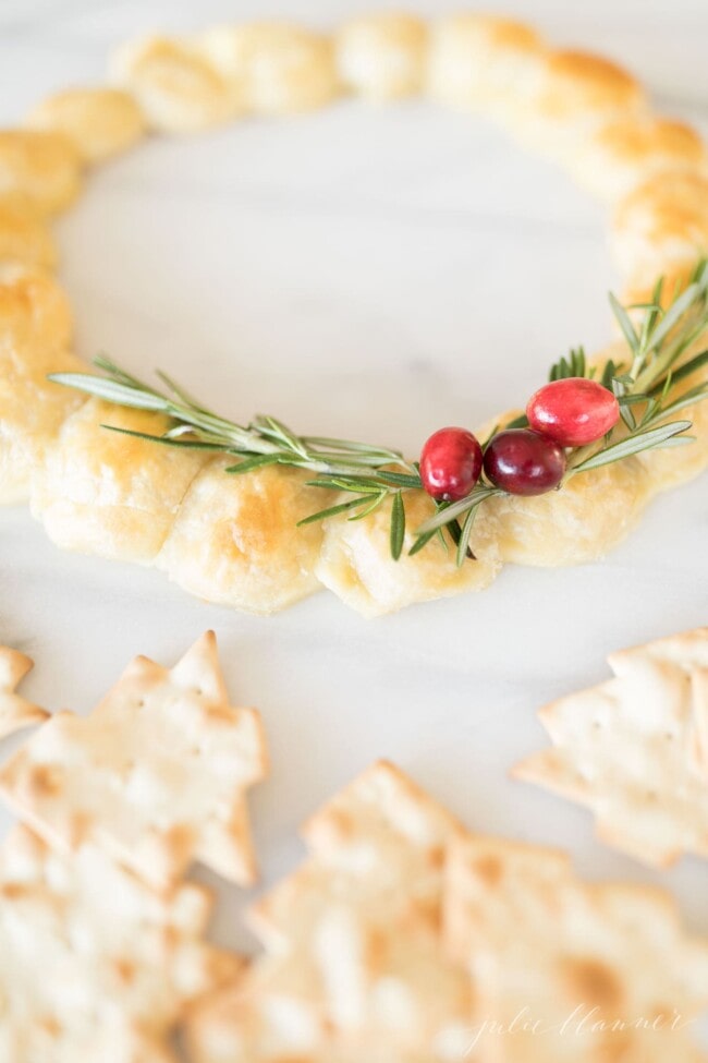 Brie Wreath Christmas Appetizer Recipe | Julie Blanner