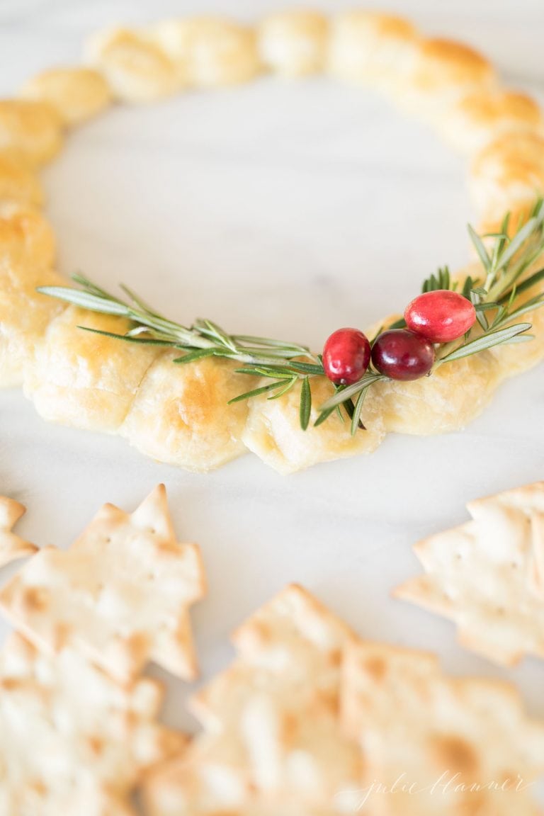 Brie Wreath Christmas Appetizer Recipe | Julie Blanner