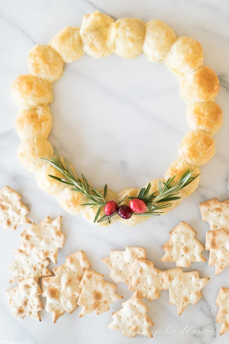 Brie Wreath Christmas Appetizer Recipe | Julie Blanner