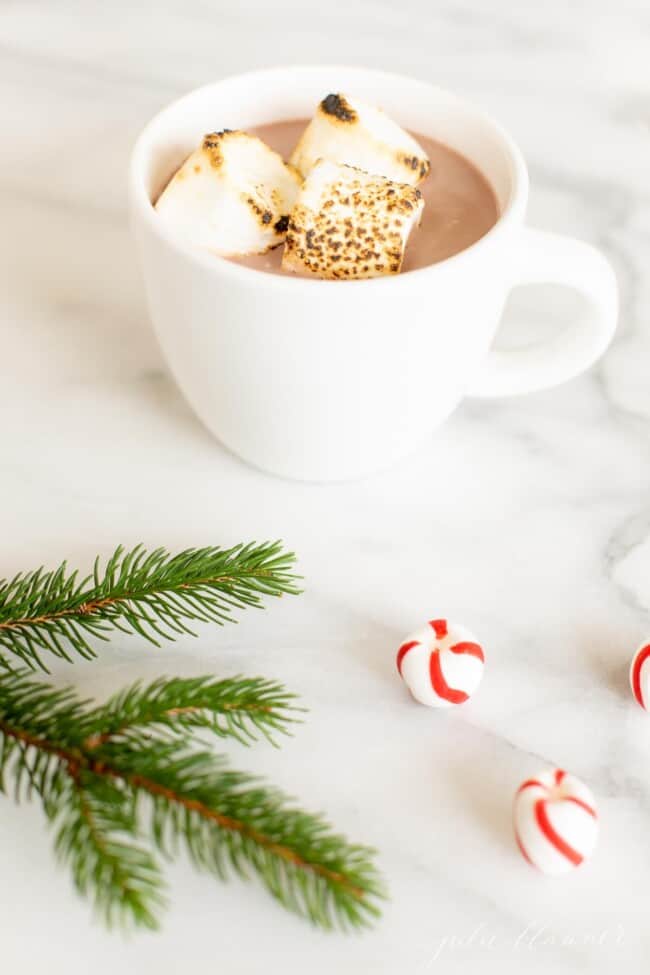Spiked Hot Chocolate with Peppermint Schnapps | Julie Blanner