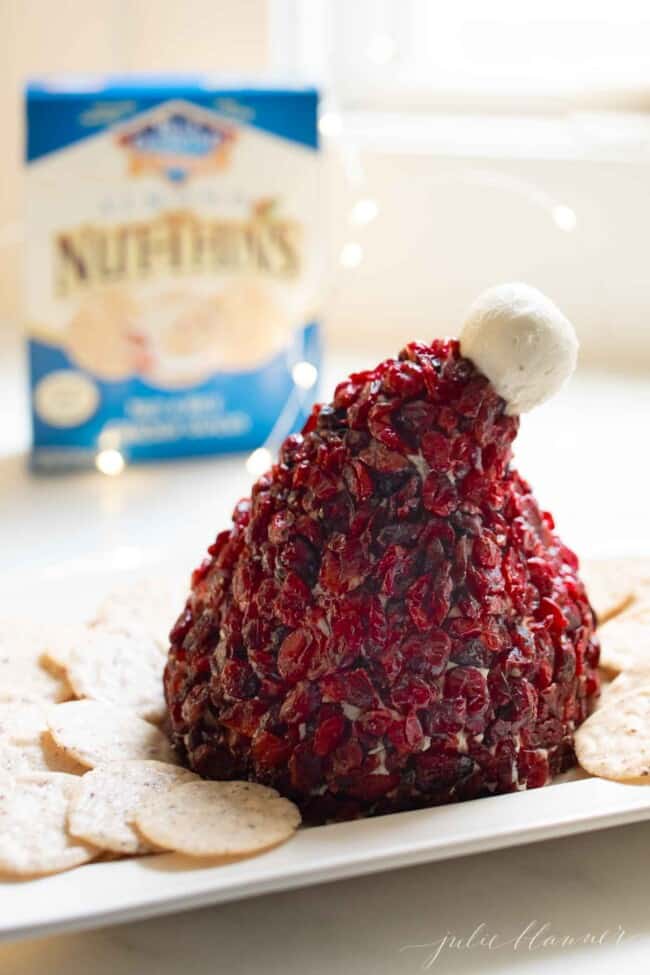 Santa's Hat Cranberry Cheese Ball Recipe | Julie Blanner