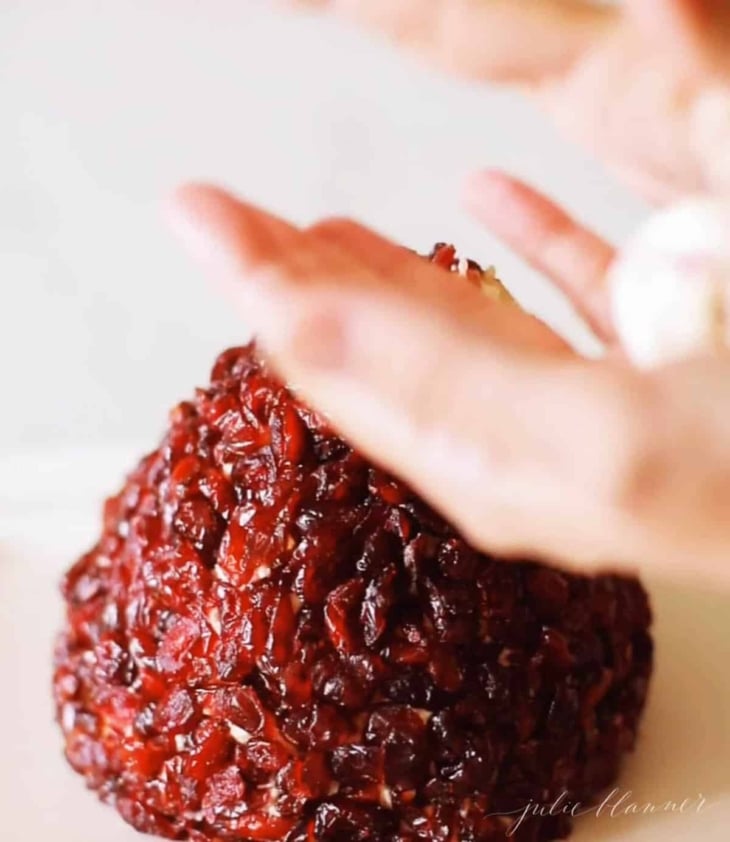 Santa's Hat Cranberry Cheese Ball Recipe | Julie Blanner