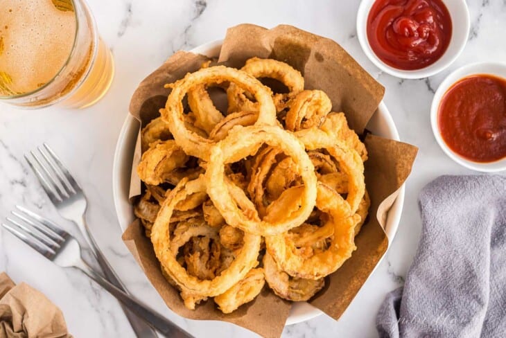 Homemade Onion Rings Dipped In Beer Batter with Video | Julie Blanner