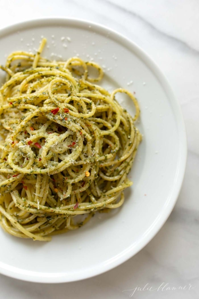 Easy Pesto Pasta Recipe | Julie Blanner