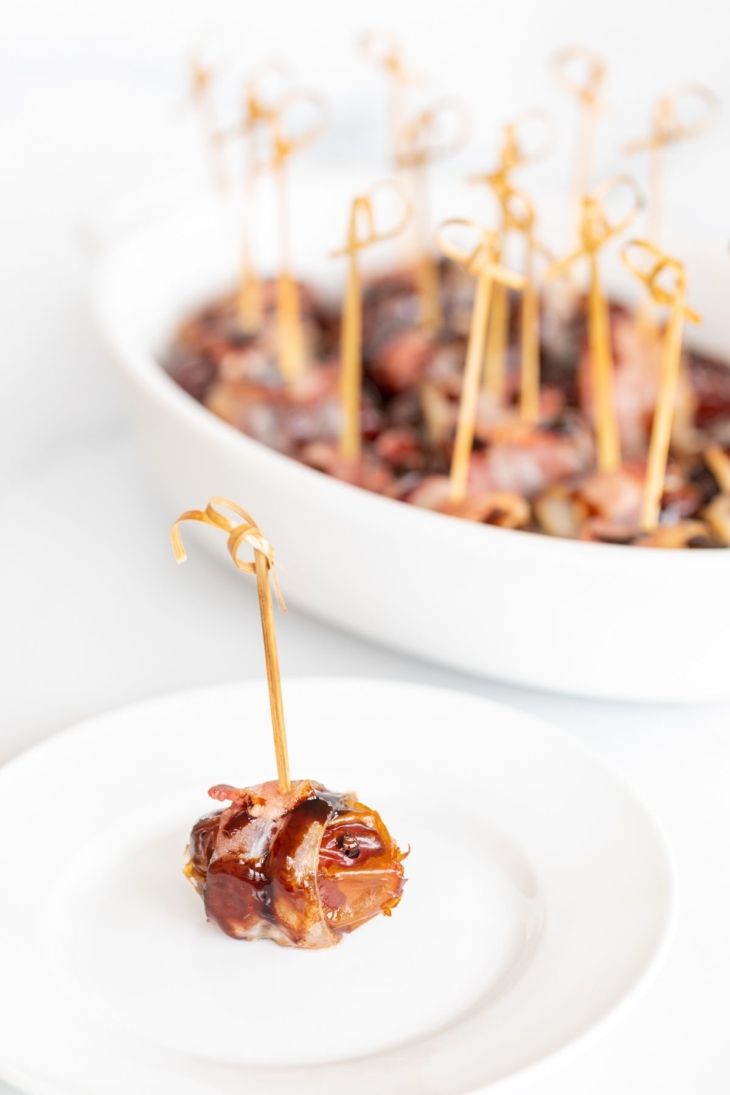Easy Stuffed Dates Wrapped in Bacon | Julie Blanner