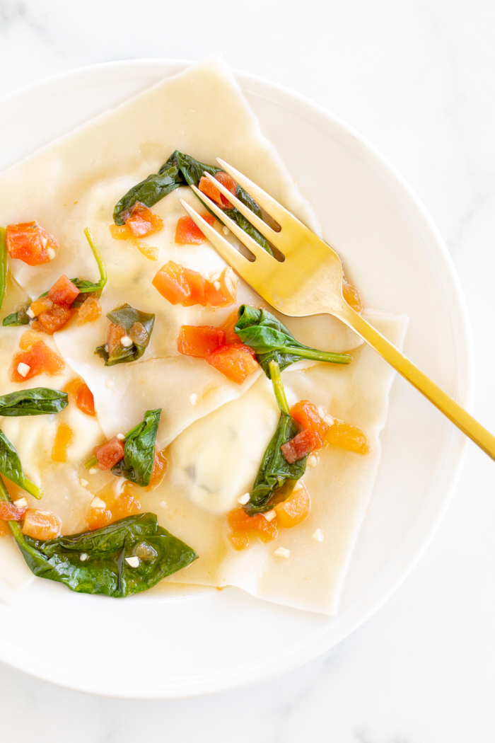 Light Goat Cheese Ravioli with Basil | Julie Blanner