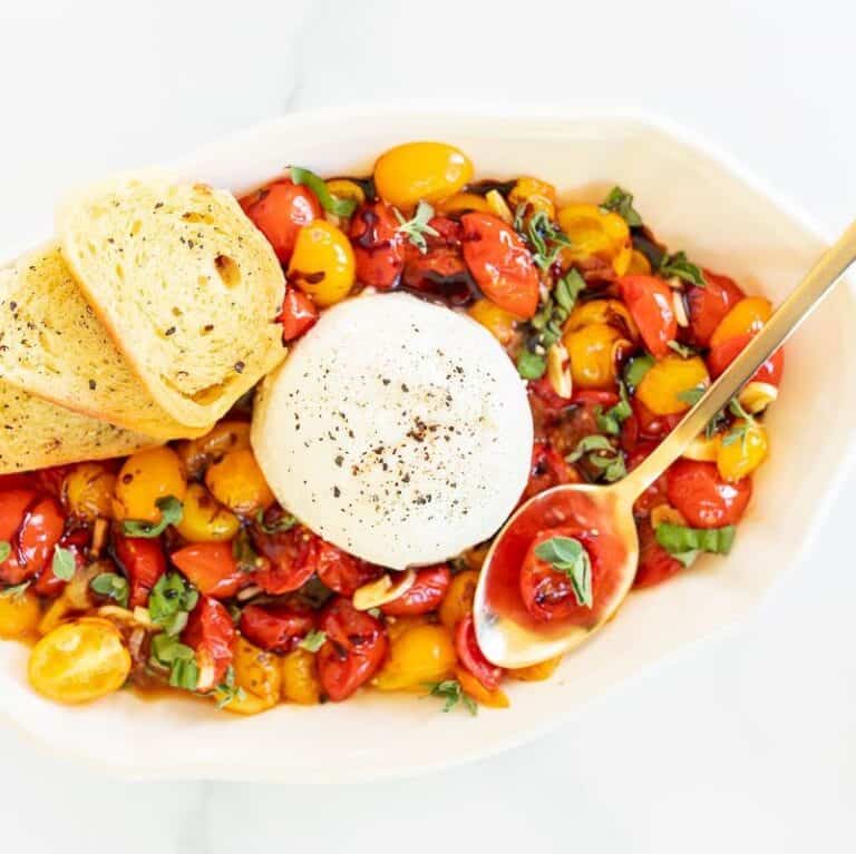Incredible Baked Burrata Appetizer Recipe | Julie Blanner