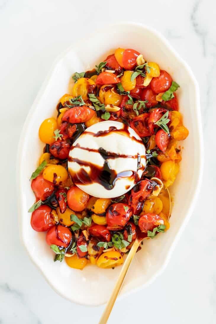 Incredible Baked Burrata Appetizer Recipe | Julie Blanner