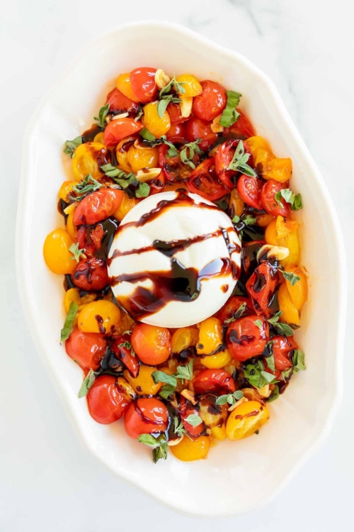 Incredible Baked Burrata Appetizer Recipe | Julie Blanner